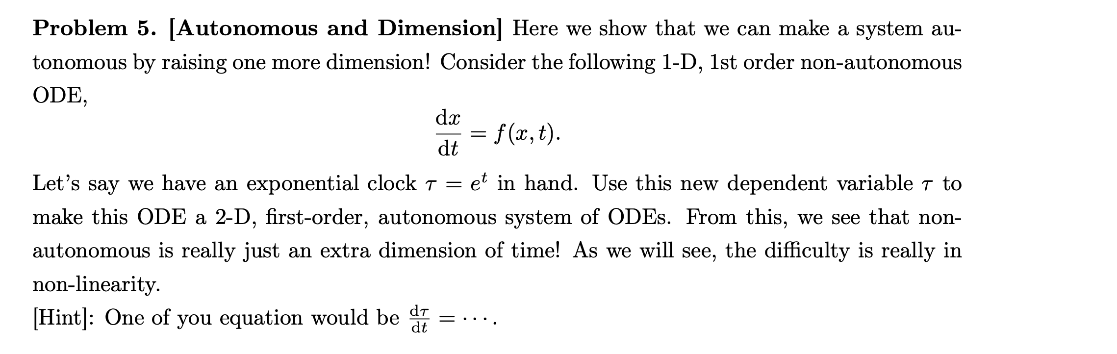 Solved Problem 5. (Autonomous and Dimension] Here we show | Chegg.com