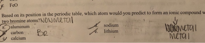 Solved FeO Based on its position in the periodic table, | Chegg.com