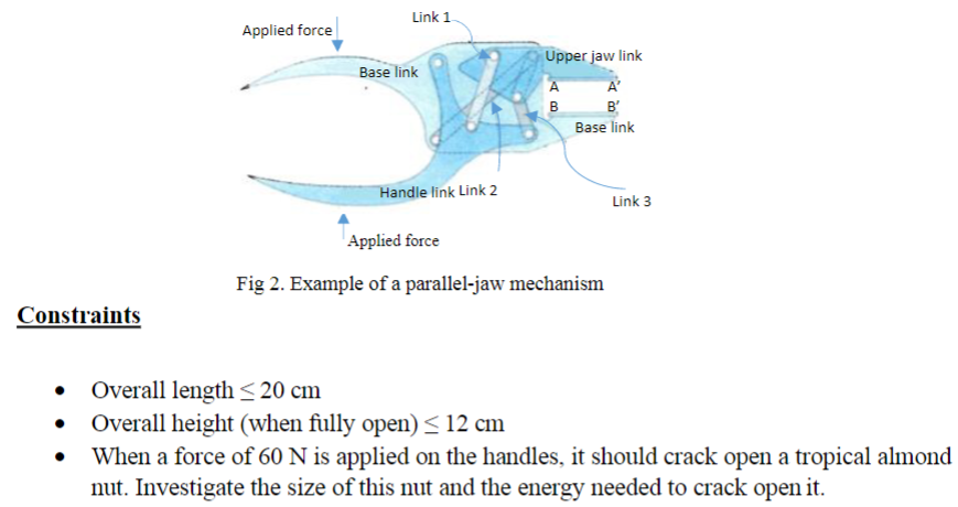 Solved Design a parallel-jaw nut cracker with at least 6 | Chegg.com