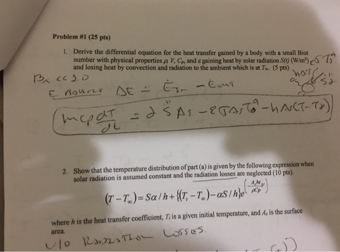 Solved Derive the differential equation for the heat | Chegg.com