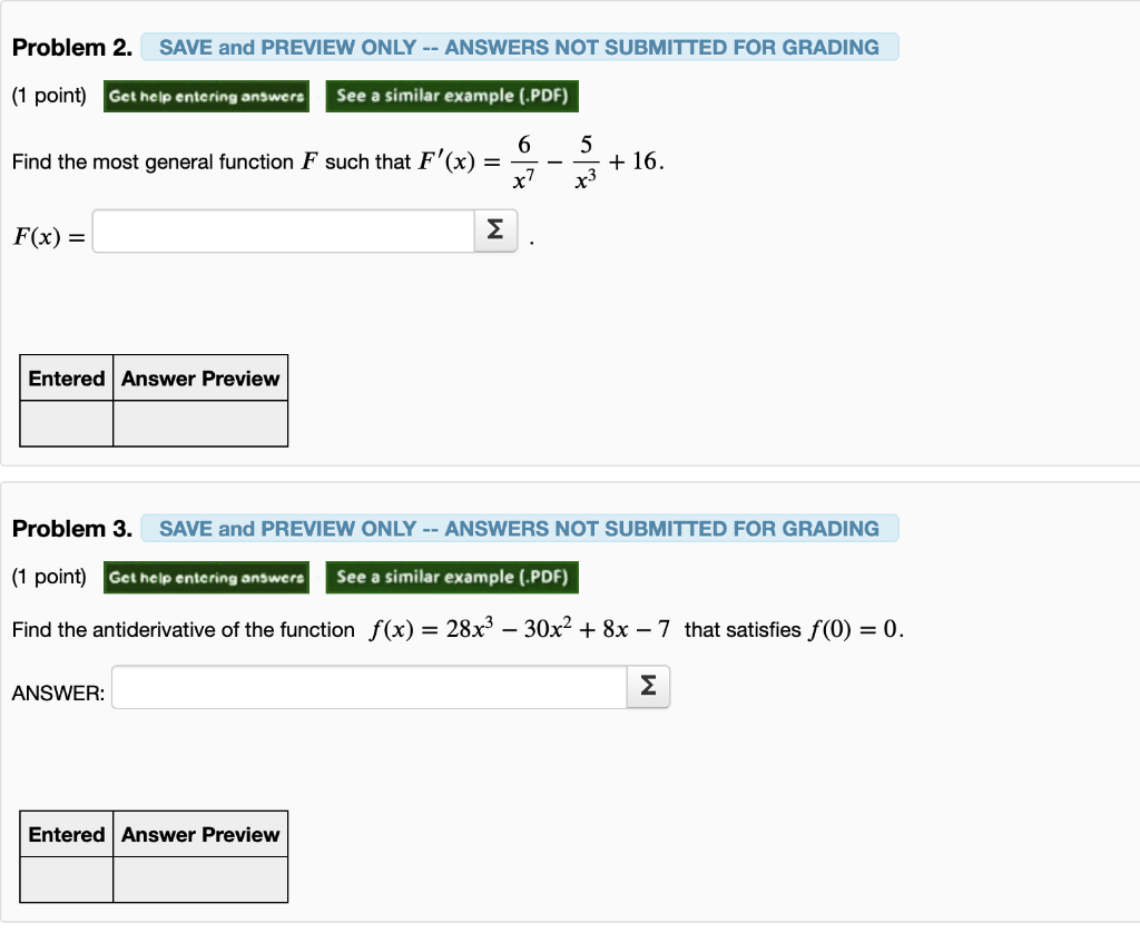 Solved Problem 2. SAVE and PREVIEW ONLY -- ANSWERS NOT | Chegg.com