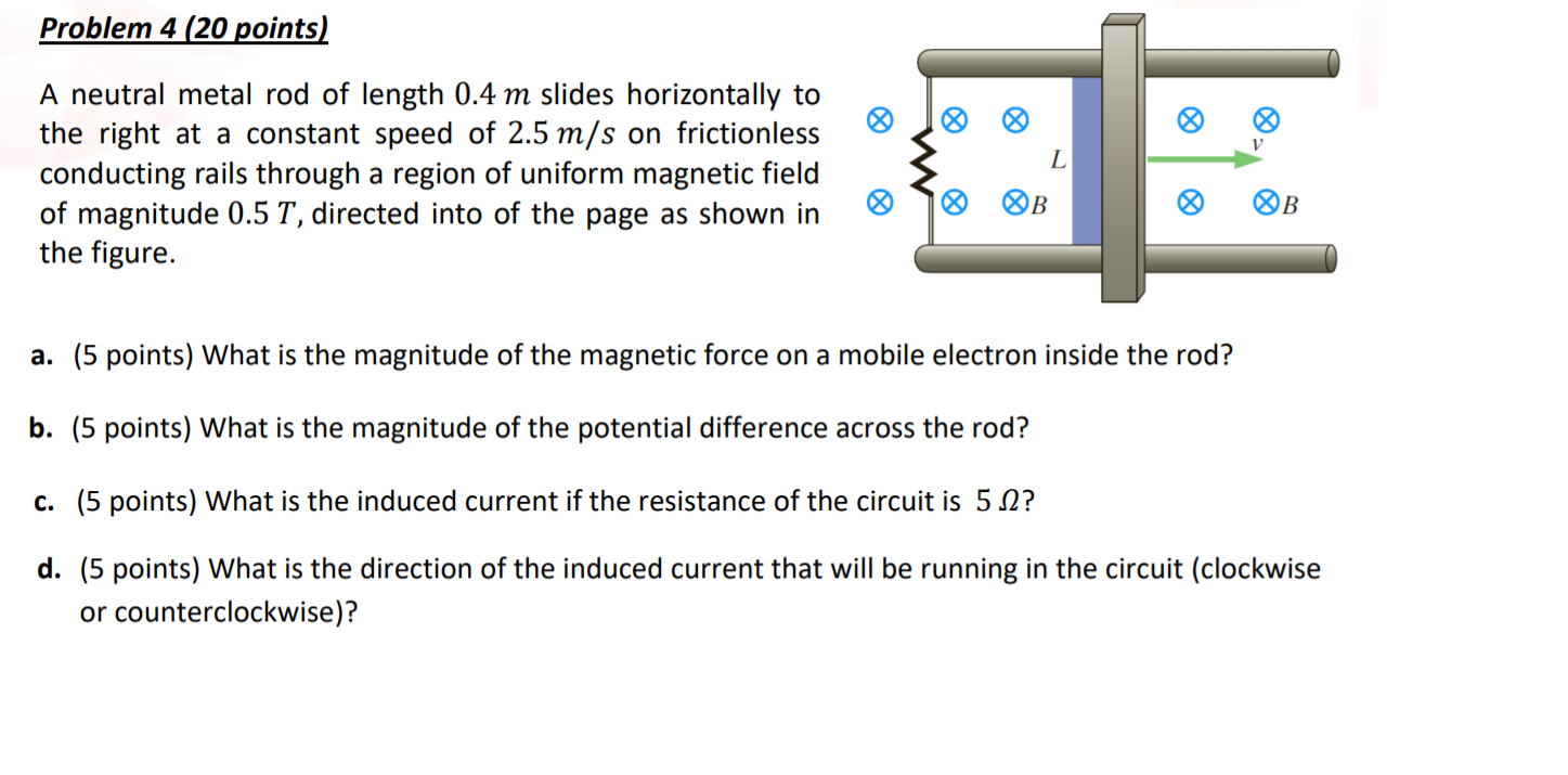 Solved Problem 4 (20 points) L A neutral metal rod of length | Chegg.com