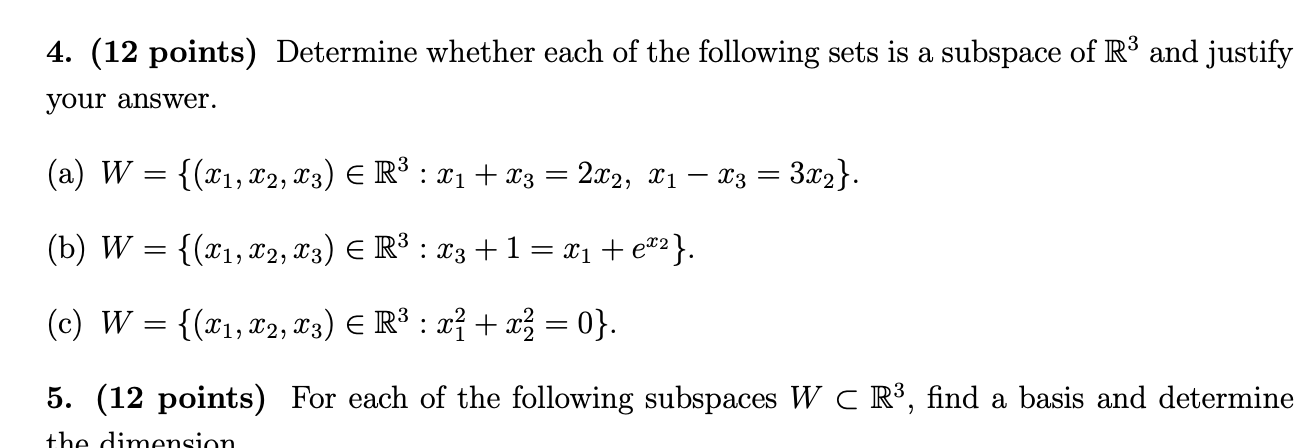 Solved 4. (12 points) Determine whether each of the | Chegg.com