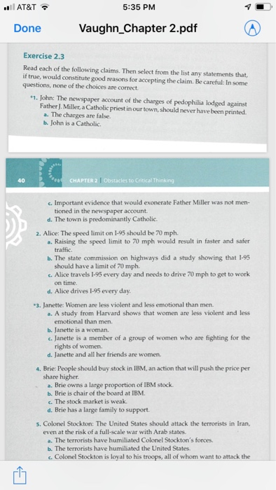 Solved l AT&T 5:35 PM Done Vaughn Chapter 2.pdf Exercise 2.3 | Chegg.com