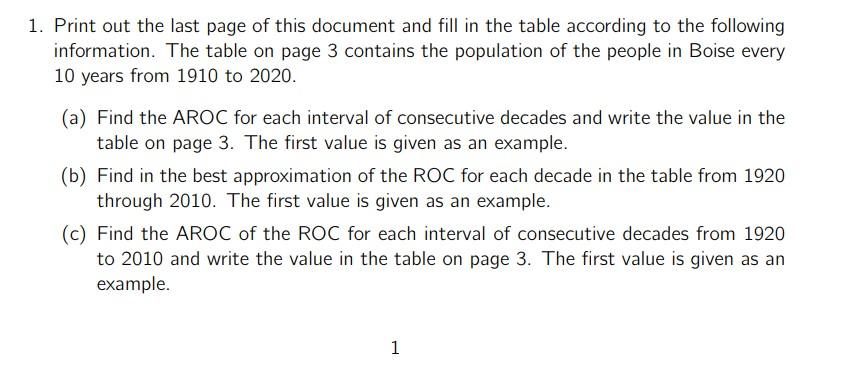 Solved 1. Print out the last page of this document and fill | Chegg.com
