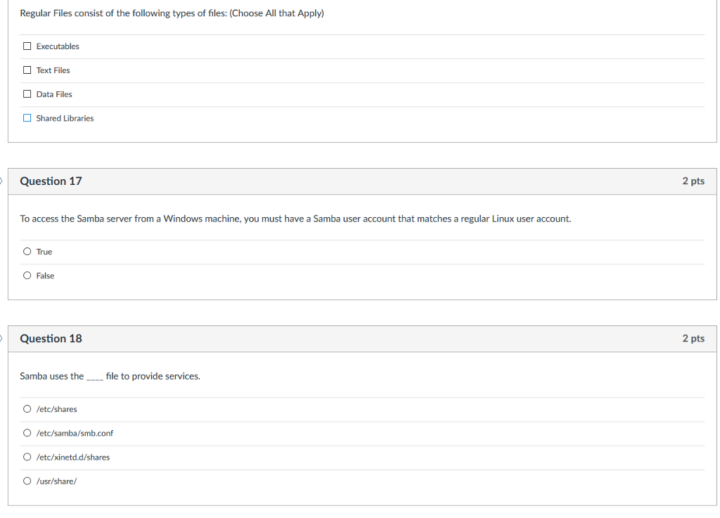 Solved Regular Files consist of the following types of | Chegg.com