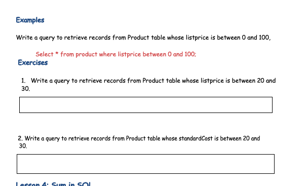 Solved Examples Write a query to retrieve records from | Chegg.com