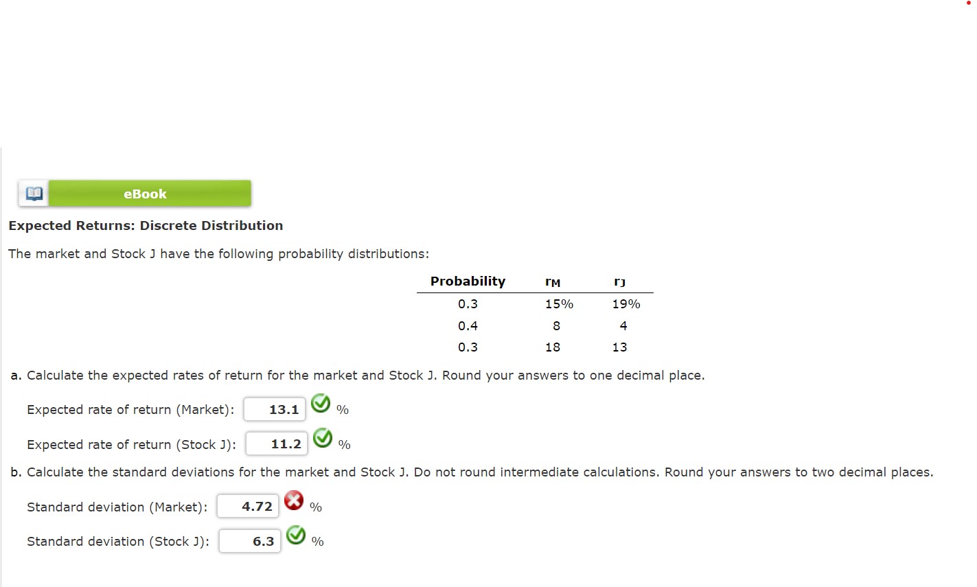 Solved Expected Returns: Discrete Distribution The market | Chegg.com