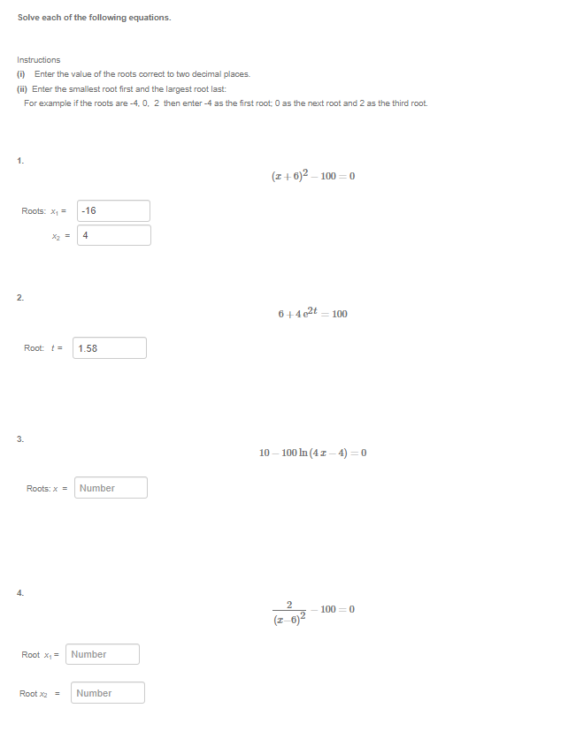 Solved Solve each of the following equations. Instructions | Chegg.com