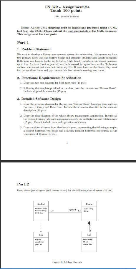 Solved CS 372 - Assignment#4 Total: 100 points Dr. Samira | Chegg.com