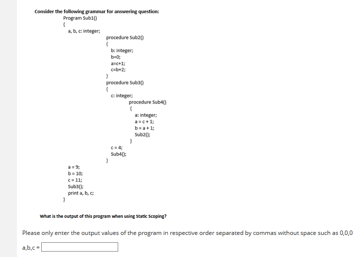 Solved Consider the following grammar for answering | Chegg.com