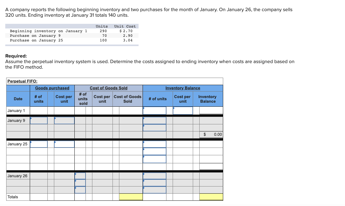 Solved A company reports the following beginning inventory | Chegg.com