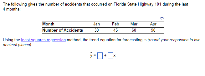 Solved Using the least-squares regression method, the | Chegg.com