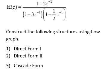 Solved 1-22-2 H(z)= (1-3" Construct the following structures | Chegg.com