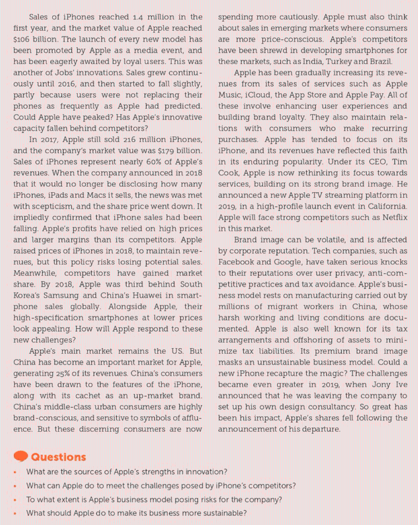 Solved Apple facing new challenges In 2018, Apple became the | Chegg.com