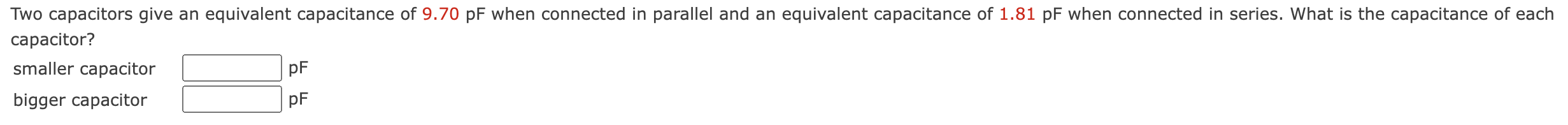 Solved Two capacitors give an equivalent capacitance of | Chegg.com