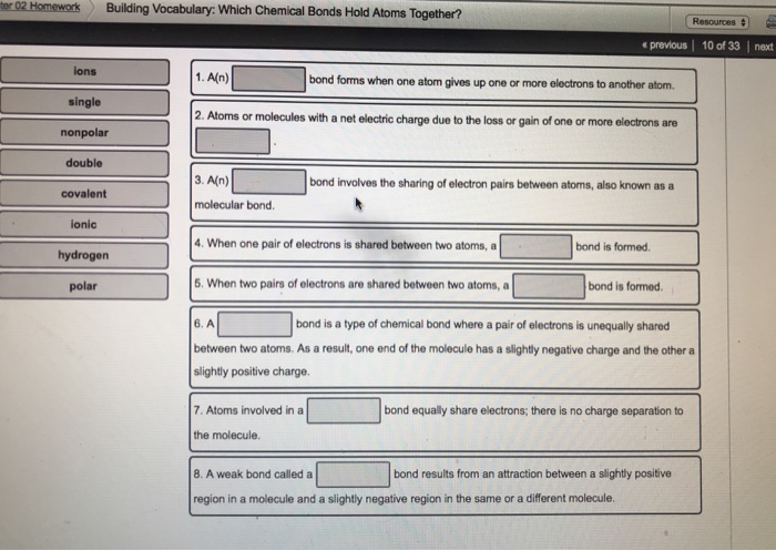 Solved er 02 Homework Building Vocabulary: Which Chemical | Chegg.com