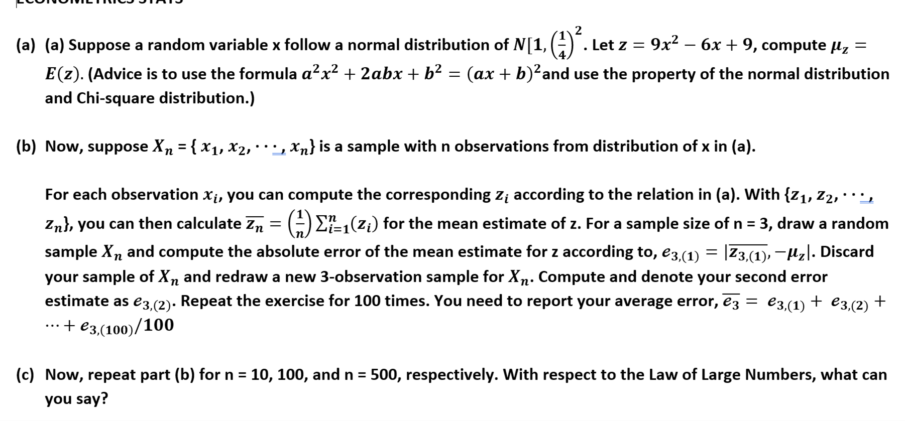 (a) (a) Suppose a random variable x follow a normal | Chegg.com