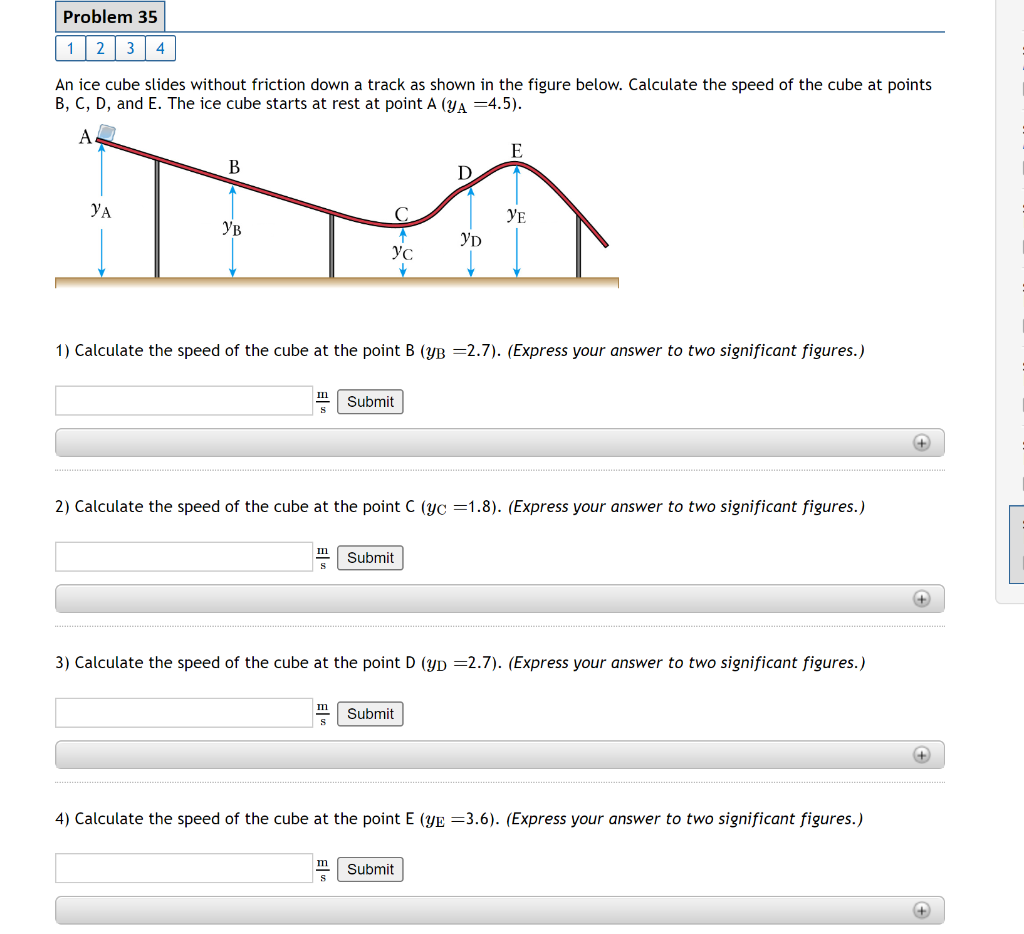Solved An ice cube slides without friction down a track as | Chegg.com