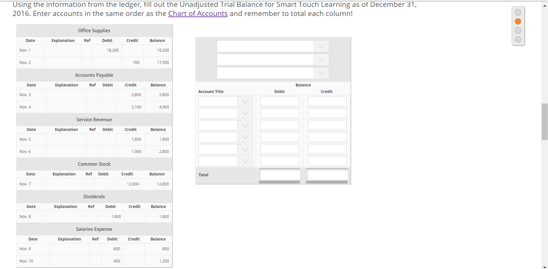 Solved Using the information from the ledger, fill out the | Chegg.com
