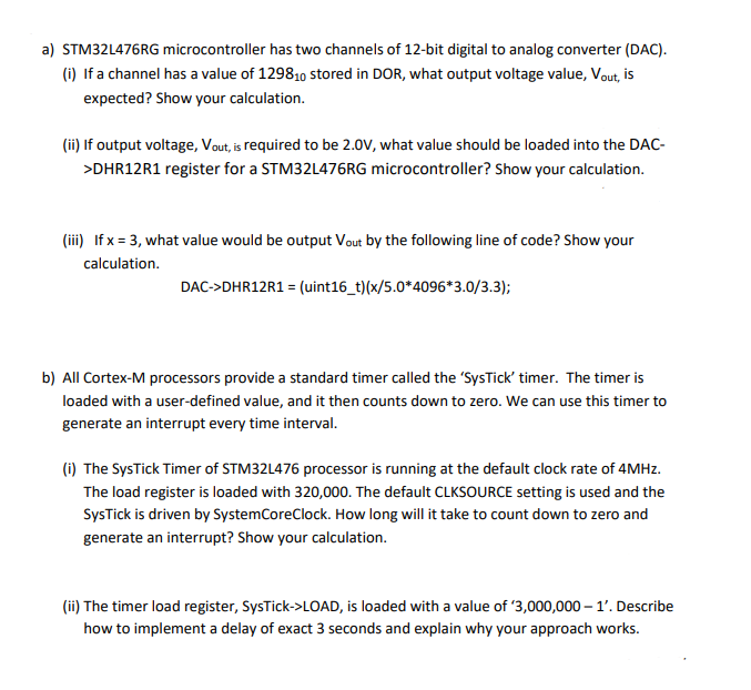 Solved a) STM32L476RG microcontroller has two channels of | Chegg.com