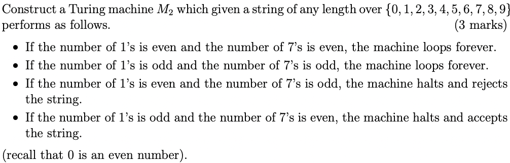 Solved Construct a Turing machine M2 which given a string of | Chegg.com