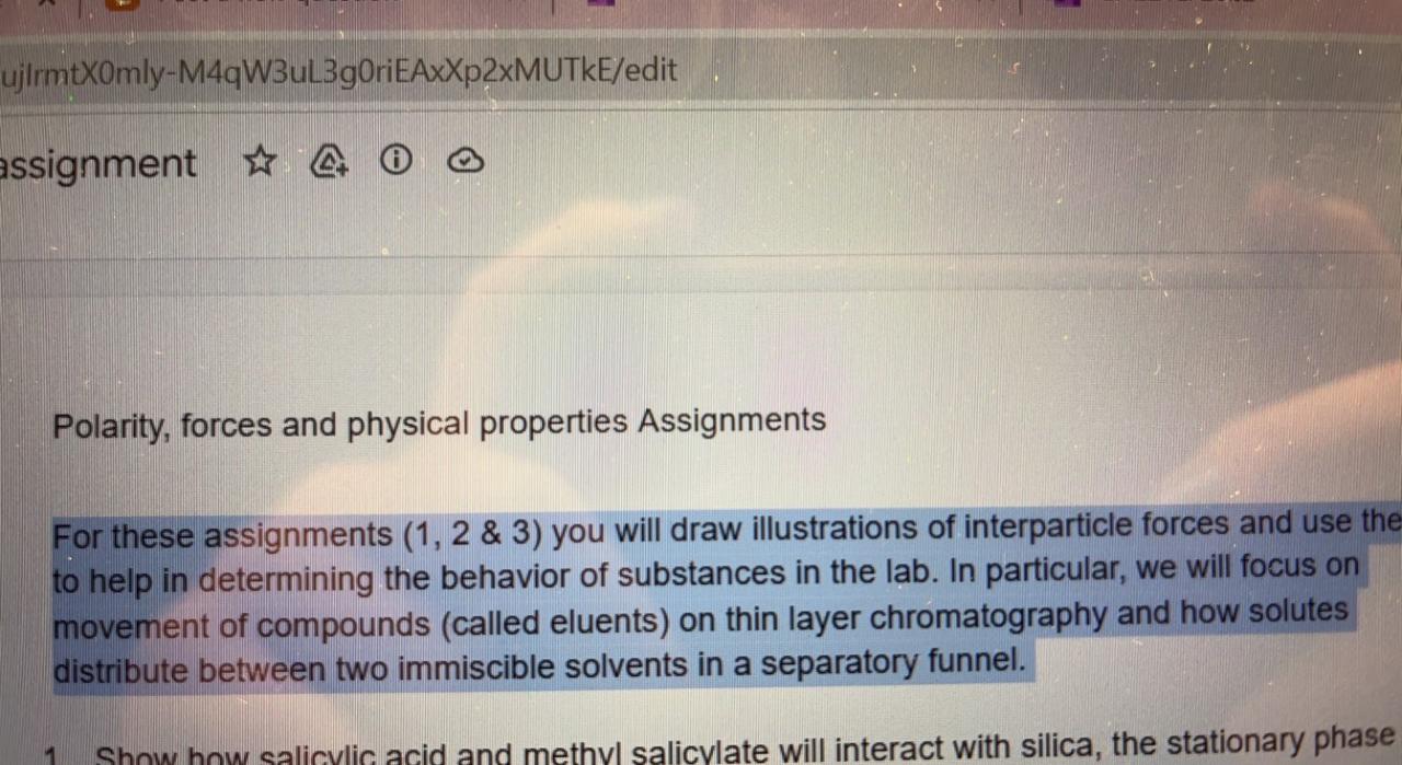Polarity, forces and physical properties Assignments | Chegg.com
