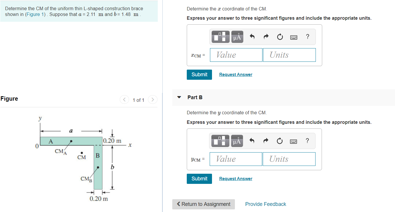 Solved coordinate of the CM. Determine the CM of the uniform | Chegg.com