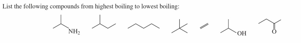 Solved List the following compounds from highest boiling to | Chegg.com