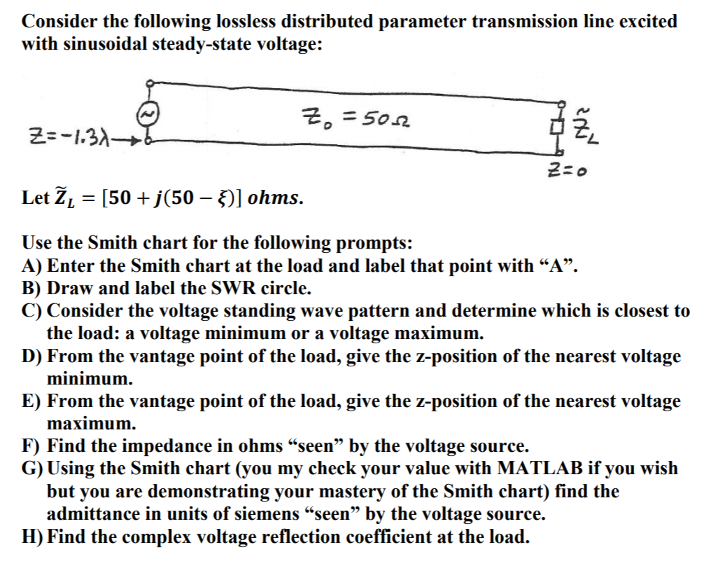 Solved Please provide a Smith chart and calculation. Let the | Chegg.com