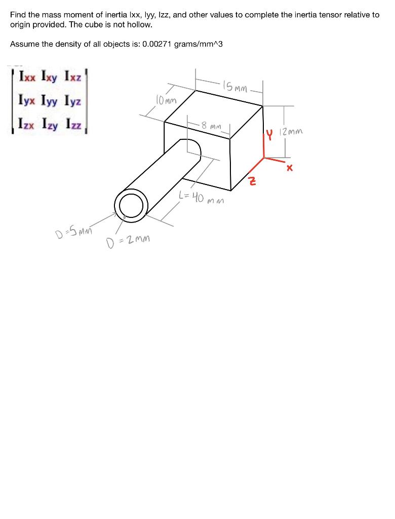 Solved Find the mass moment of inertia Ixx, lyy, Izz, and | Chegg.com