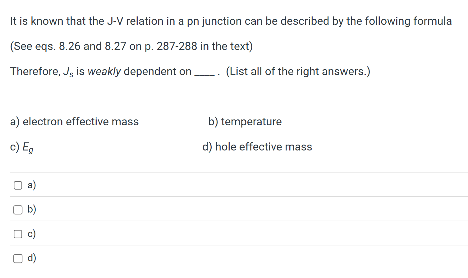 High Quality SOLUTION It is known that the \( \mathrm{J}-\mathrm{V} \) | Chegg.com