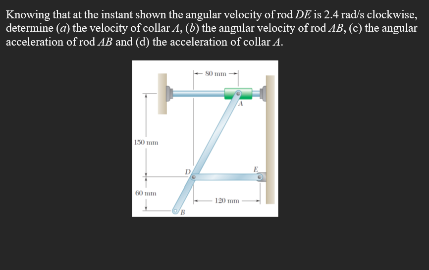 Solved Knowing that at the instant shown the angular | Chegg.com