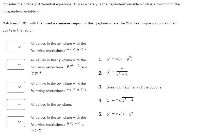 Solved Consider the ordinary differential equations (ODEs) | Chegg.com
