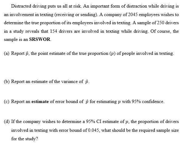 Solved Distracted driving puts us all at risk. An important | Chegg.com