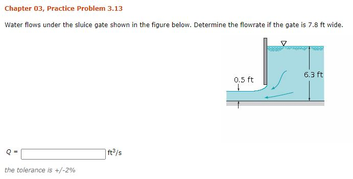 Solved Chapter 03, Practice Problem 3.13 Water flows under | Chegg.com