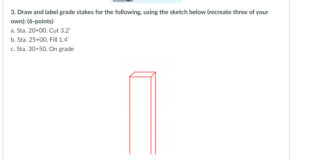 Solved 3. Draw and label grade stakes for the following, | Chegg.com