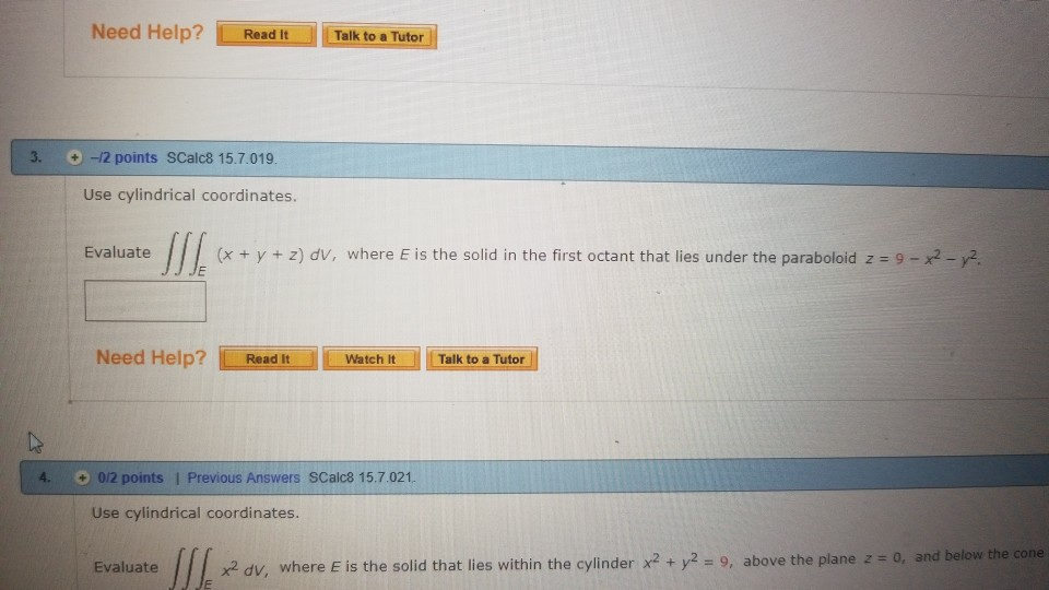 Solved Need Help? İ ReadIt lǐTalktoaTutori 3. -12 points | Chegg.com Solved Need Help? İ ReadIt lǐTalktoaTutori 3. -12 points | Chegg.com