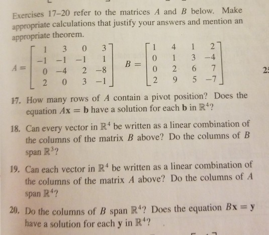 Solved Exercises 17-20 refer to the matrices A and B below. | Chegg.com