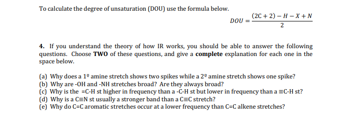 Solved To calculate the degree of unsaturation (DOU) use the | Chegg.com