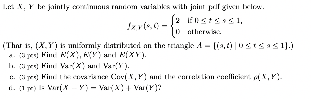 Solved = = Let X, Y be jointly continuous random variables | Chegg.com