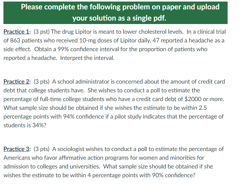 Solved Please complete the following problem on paper and | Chegg.com