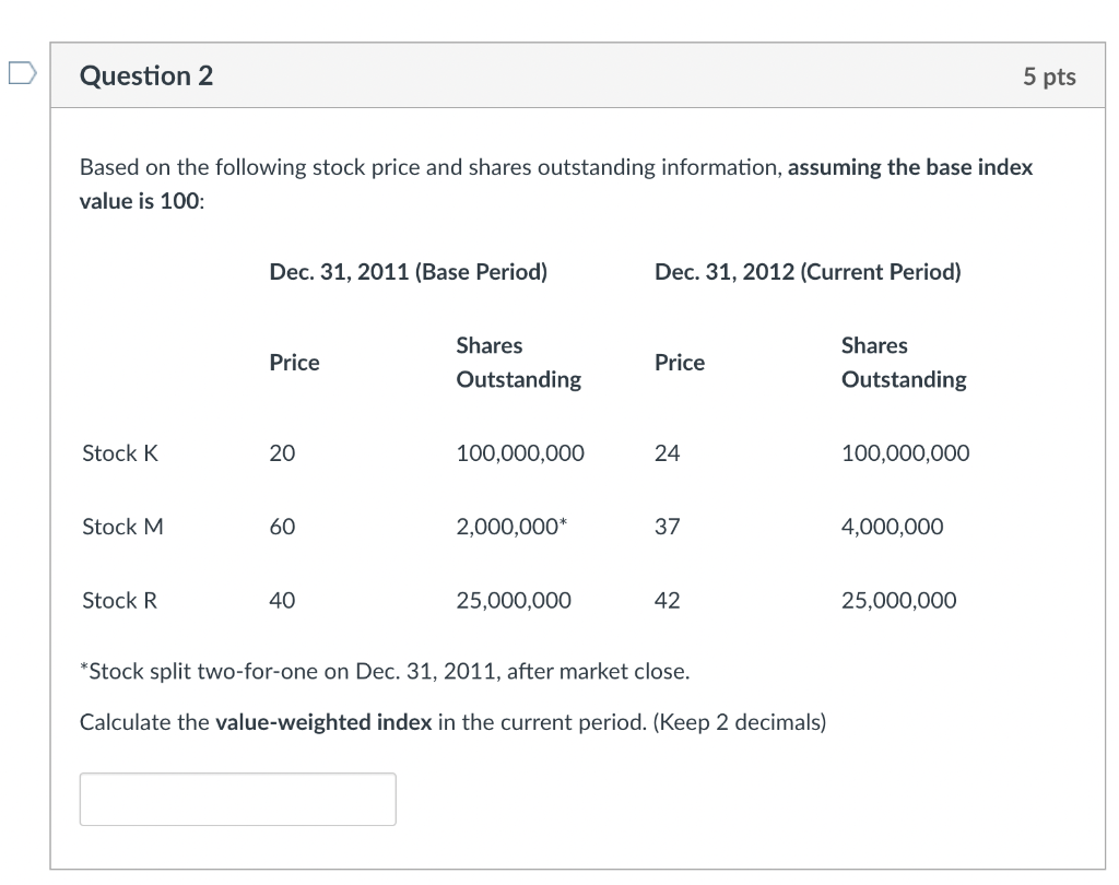 Solved Based on the following stock price and shares | Chegg.com