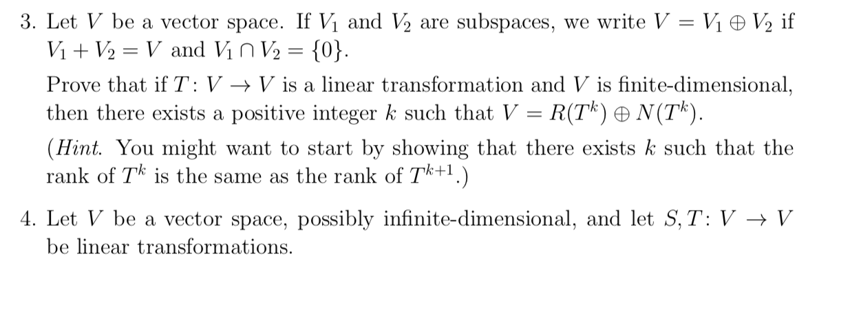 Solved Let V be a vector space. If V1 and V2 are subspaces, | Chegg.com