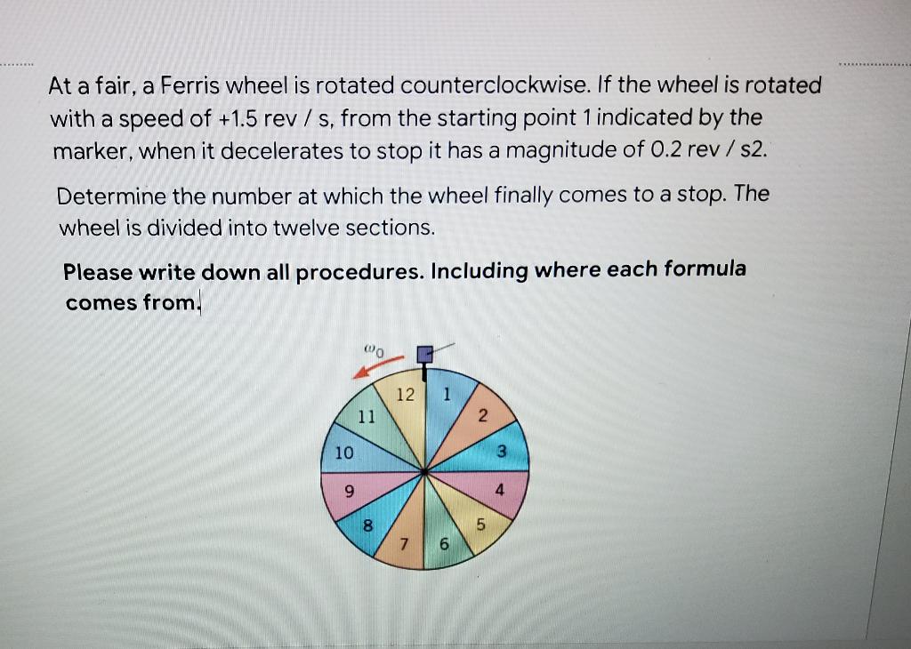 Solved At a fair, a Ferris wheel is rotated | Chegg.com