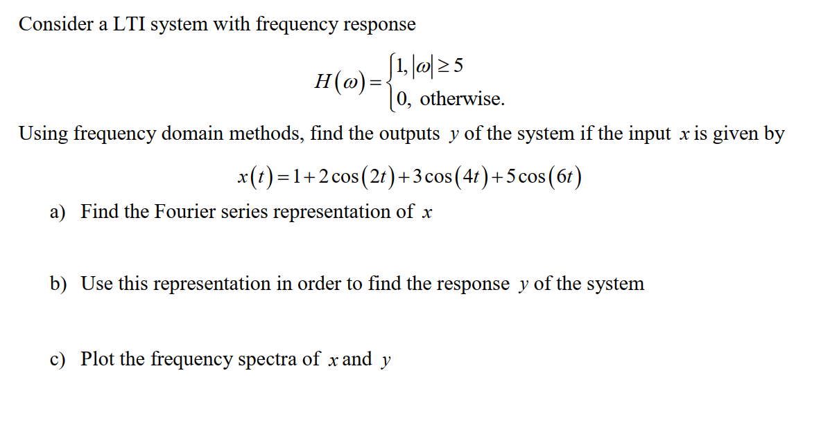 Solved Consider a LTI system with frequency response | Chegg.com