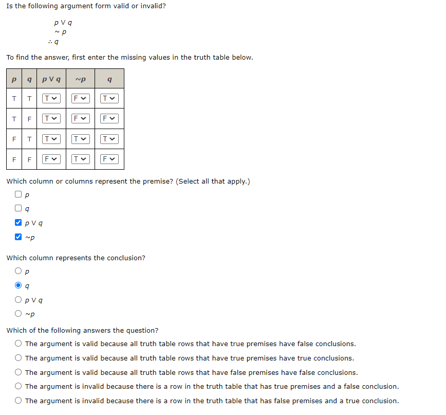 Solved Is the following argument form valid or invalid? | Chegg.com