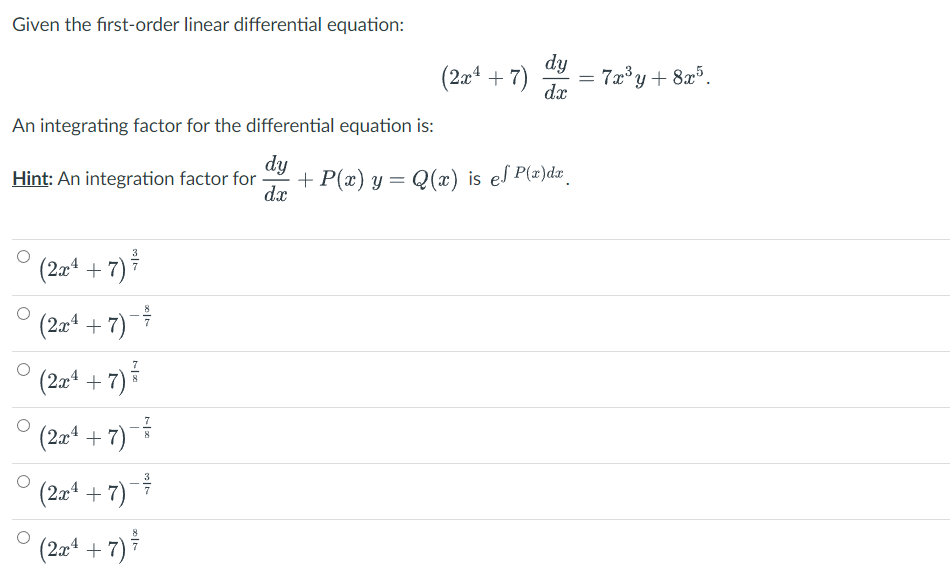 Solved Given the first-order linear differential equation: | Chegg.com