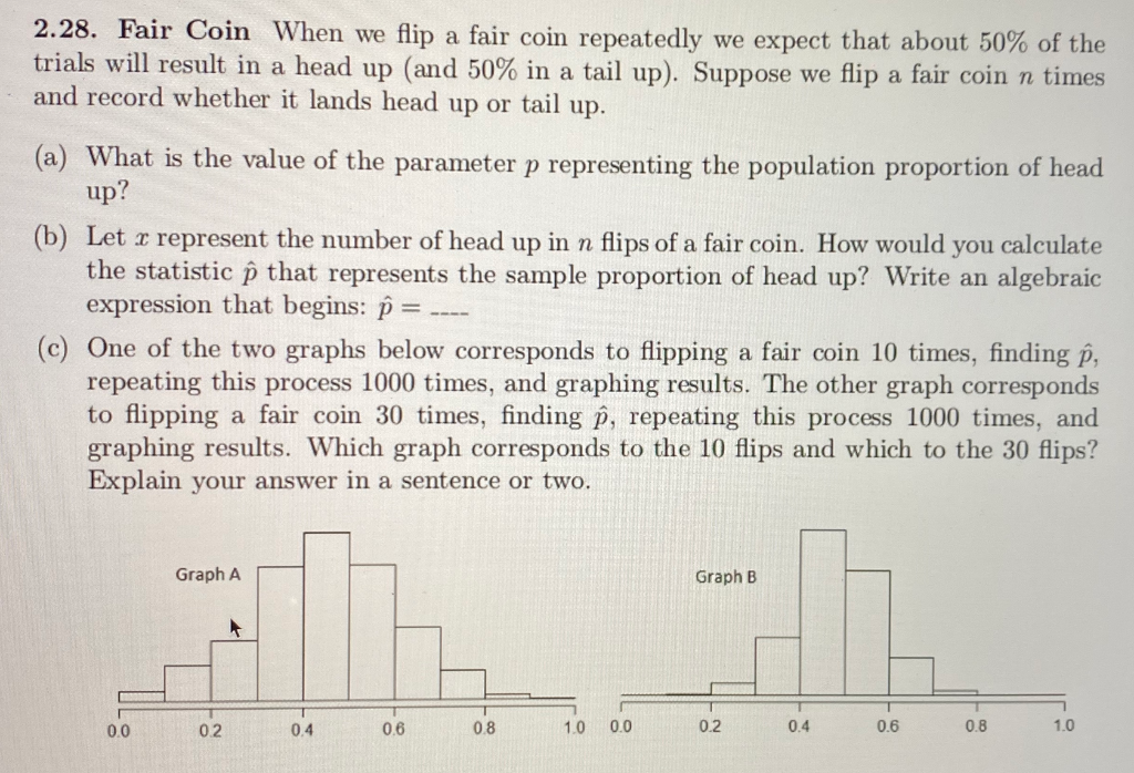 Solved 2.28. Fair Coin When we flip fair coin repeatedly we | Chegg.com