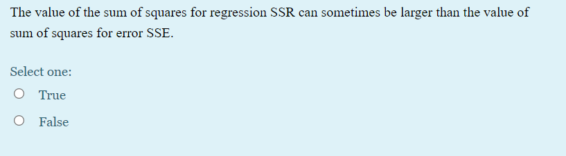 Solved The value of the sum of squares for regression SSR | Chegg.com